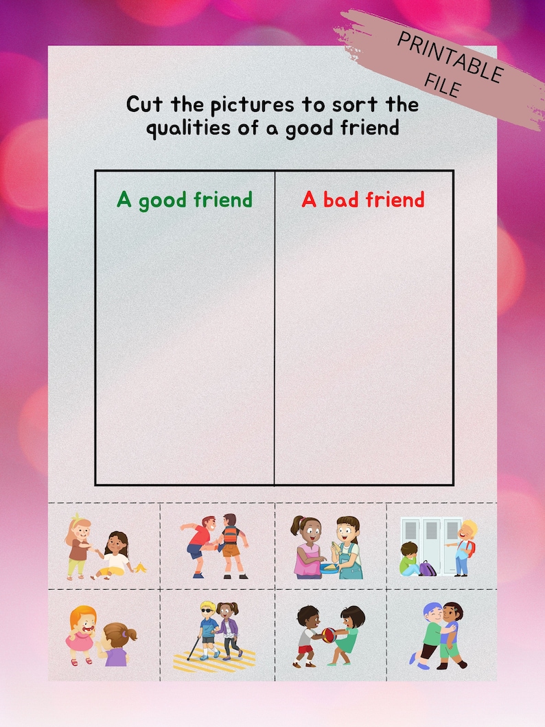 Good Vs Bad Friend Poster: Social Skills Worksheet (printable) - Etsy