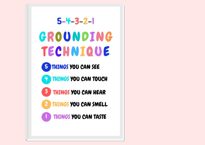 Colorful Grounding Technique Therapy Poster Grounding Technique Calming ...