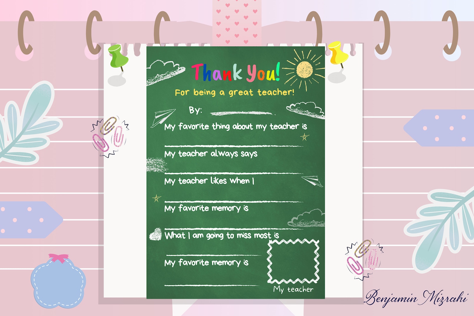 Teacher Thank You Card Printable, Teacher Appreciation Notes, Printable ...