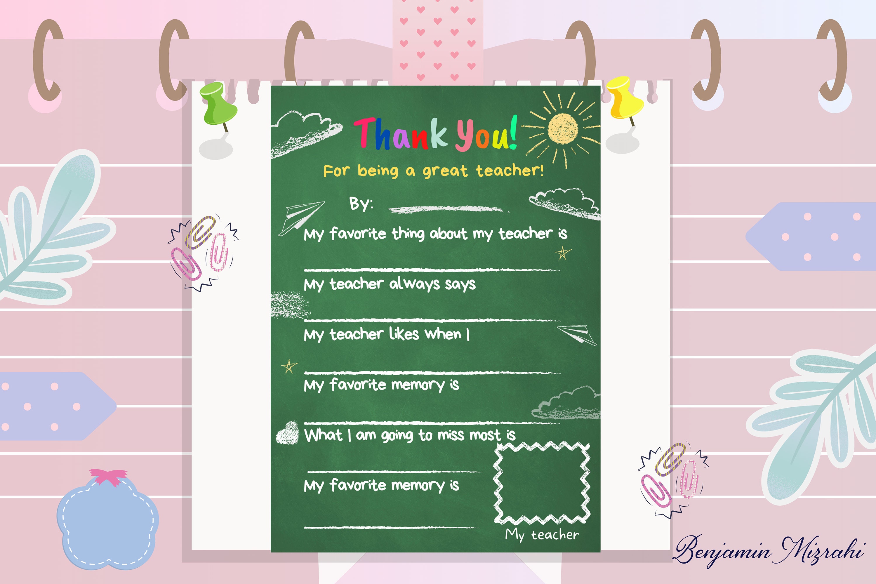 Teacher Thank You Card Printable, Teacher Appreciation Notes, Printable ...