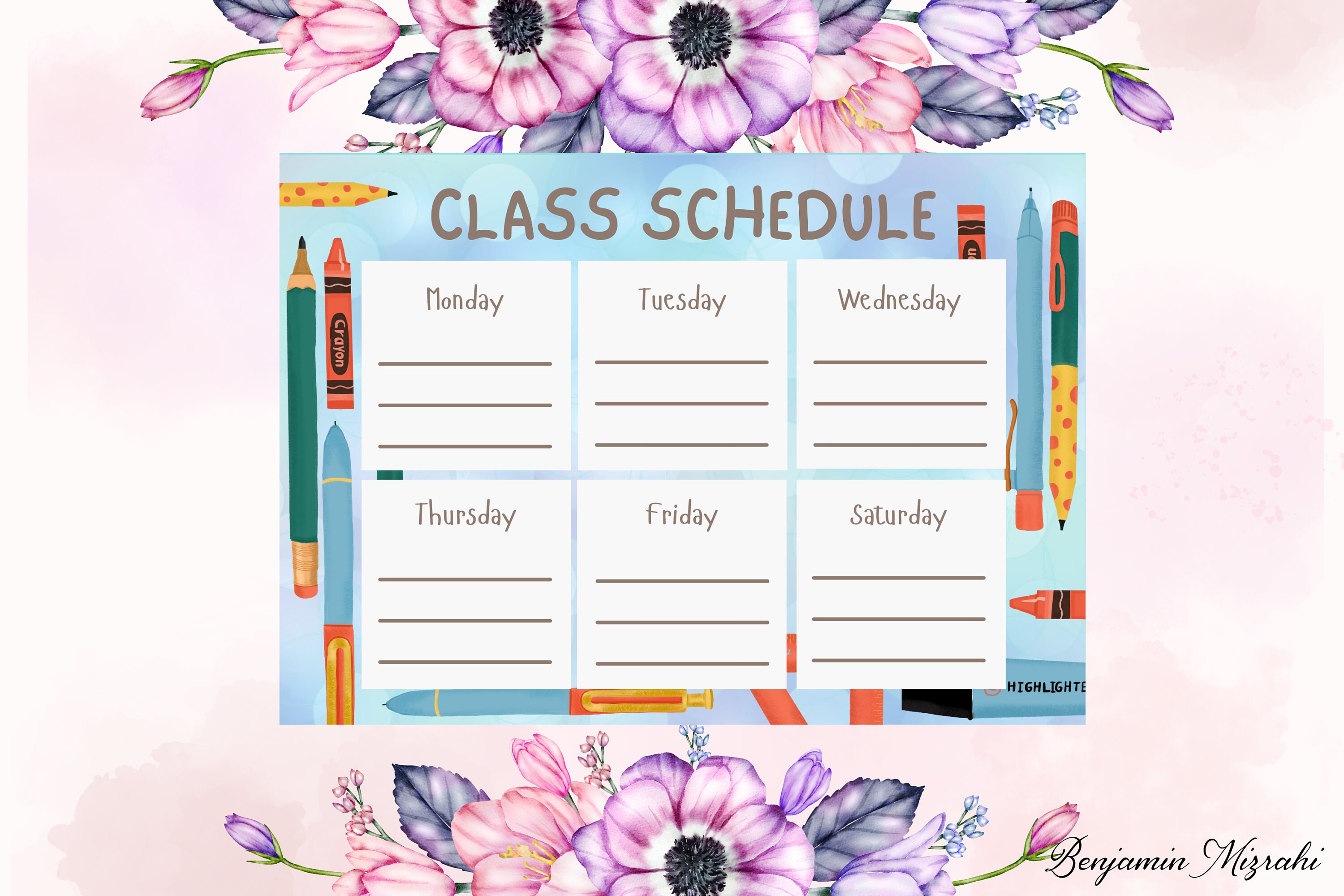 Printable Class Schedule: Back to School Weekly Planner (digital ...
