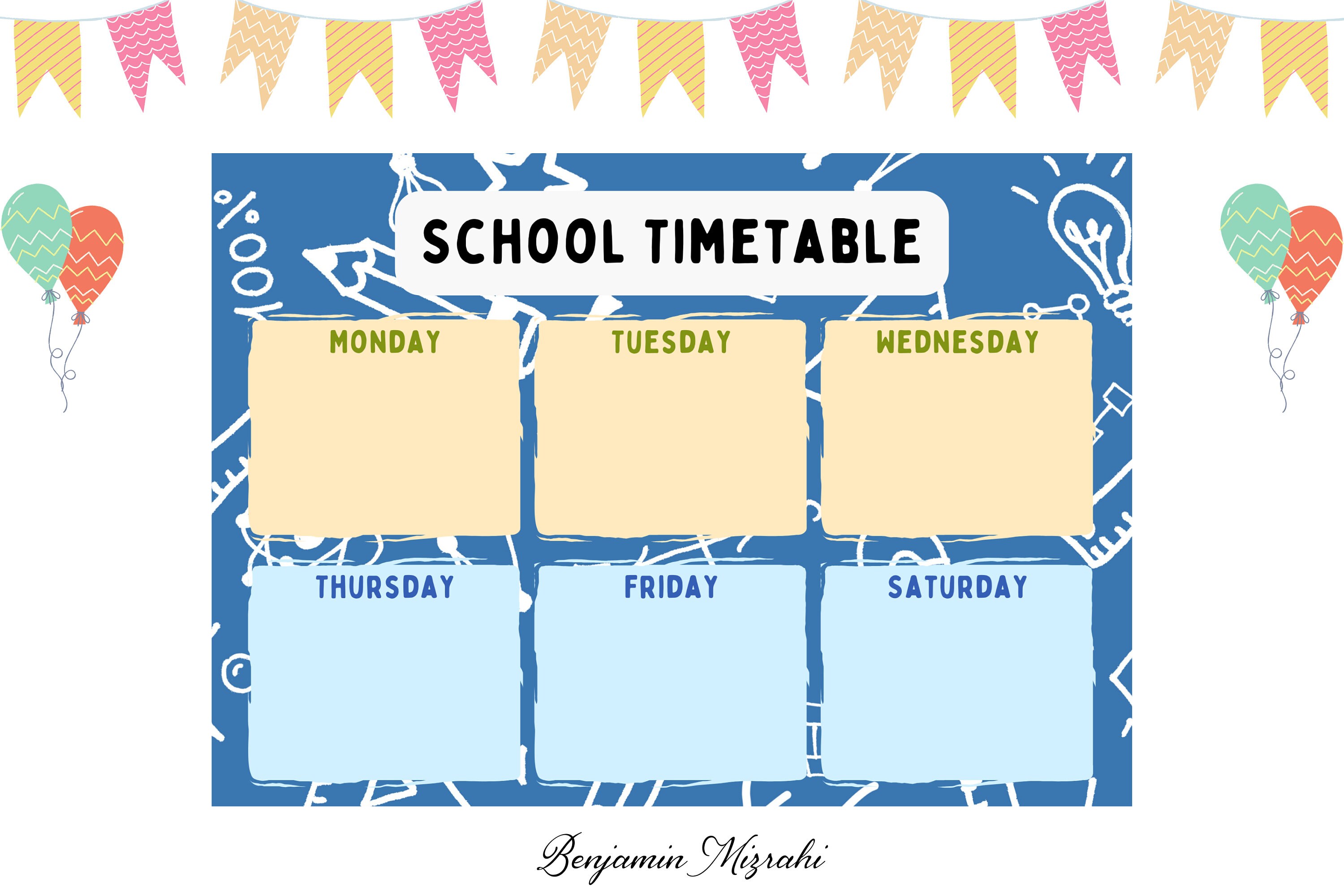 School Timetable Printable Student Planner Back to School - Etsy
