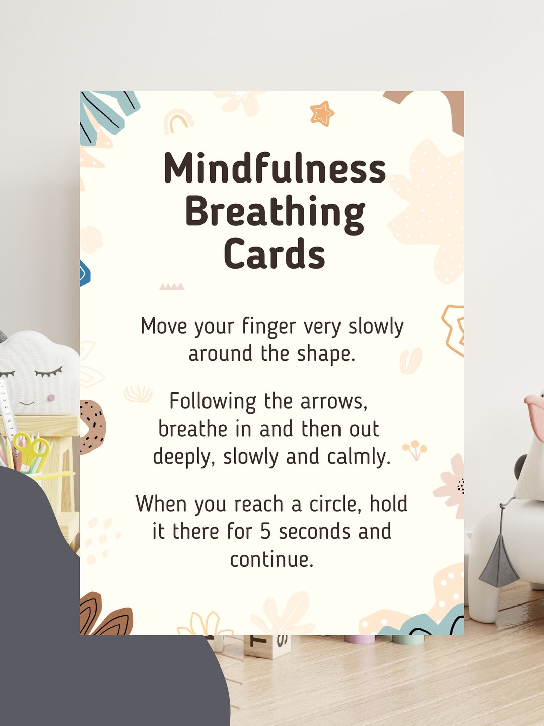 Finger Tracing Calming Cards, Printable Mindfulness Flash Cards, Calm ...