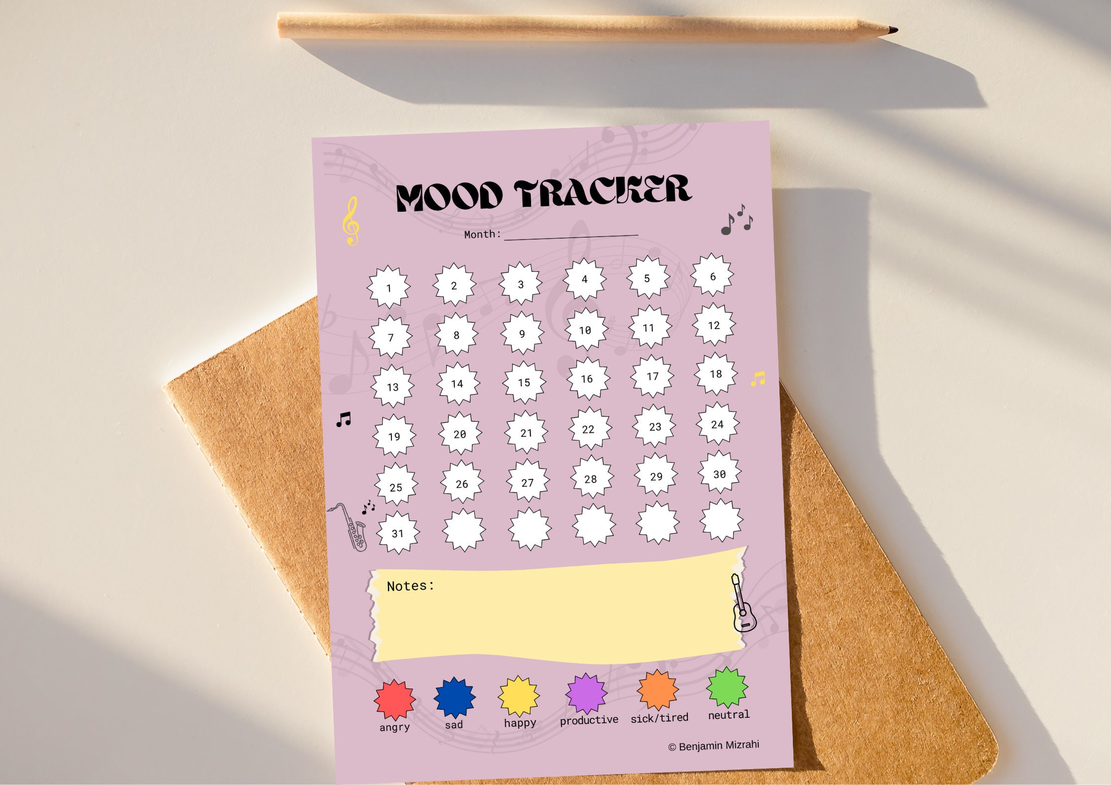 Printable Mood Tracker Chart Template, Daily Mood Tracker Pages for ...