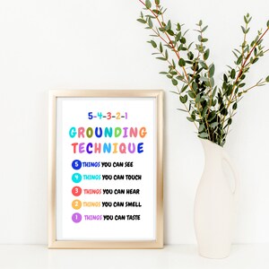 Colorful Grounding Technique Therapy Poster Grounding Technique Calming ...