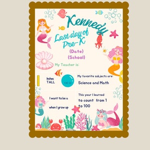 Editable First or Last Day of School Pre-k Boy or Girl Cute Printable ...