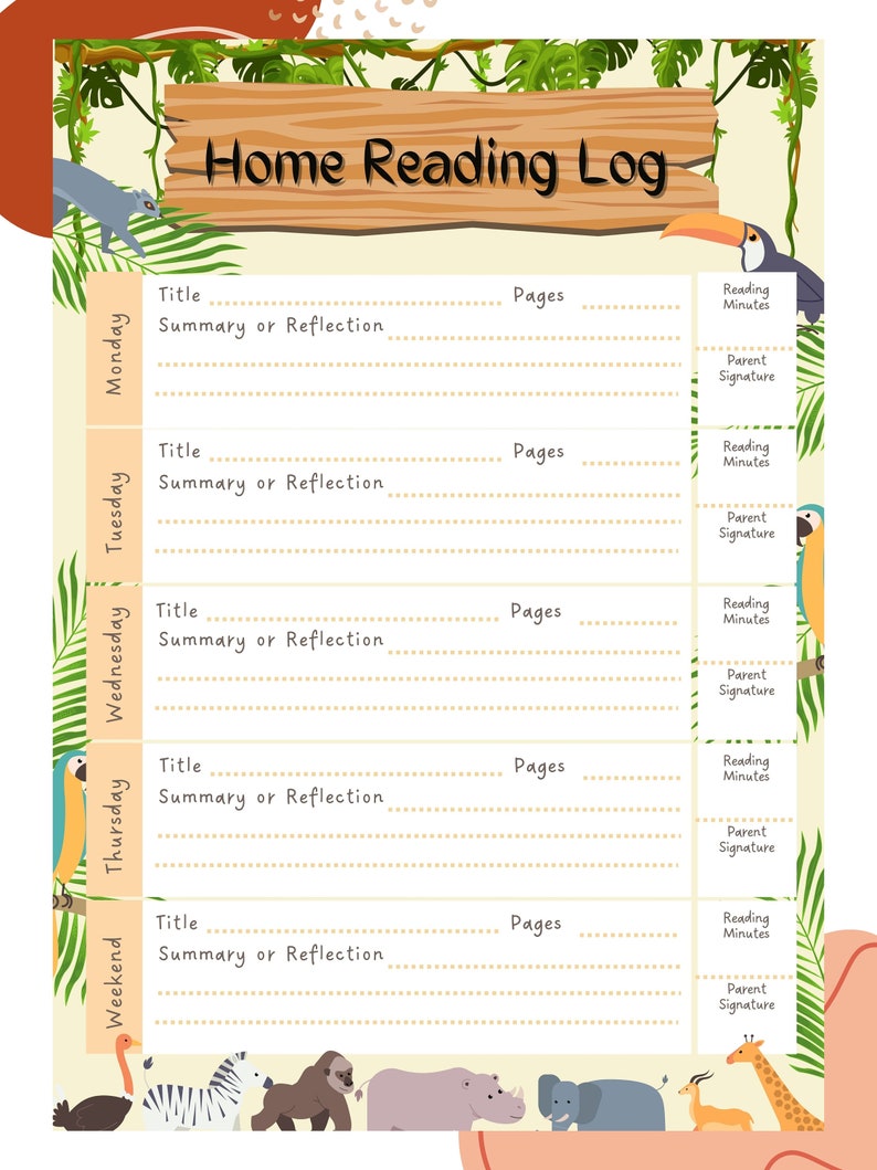 Kids Reading Log Printable, Summer Reading Incentive (digital Download ...