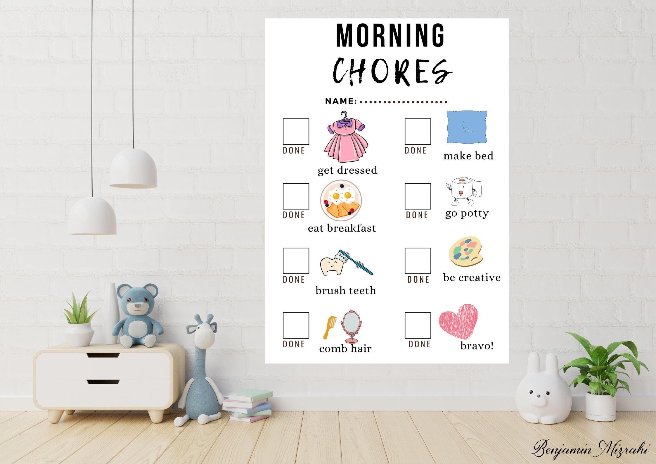 Kids Morning Chore Chart Morning Routine Chart To-do Chart Every ...