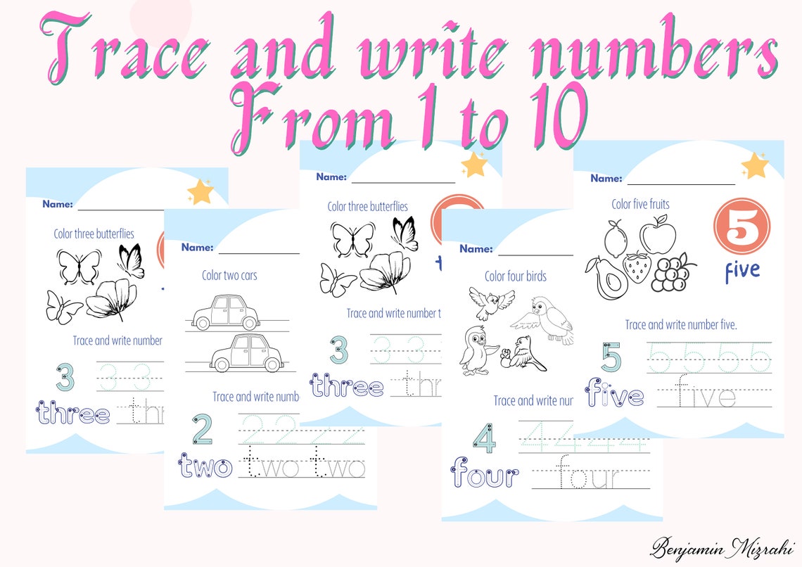 Numbers 1 to 10 Tracing Practice PDF Worksheets for Homeschooling ...