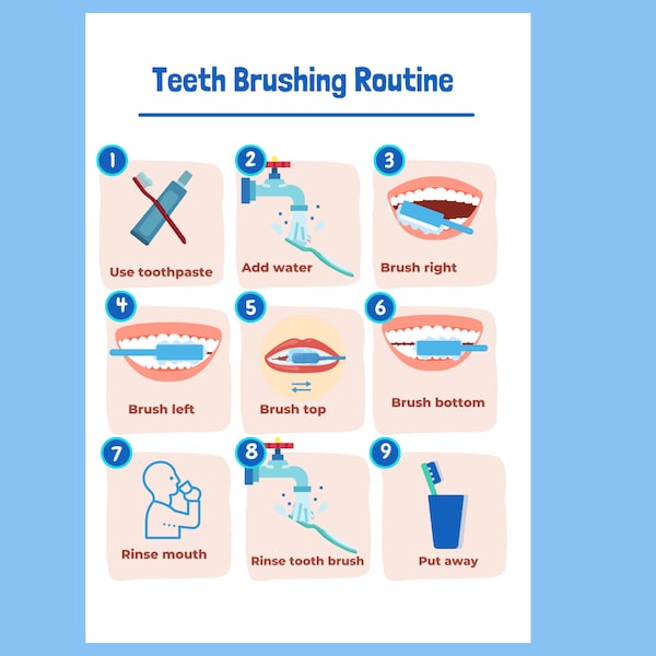 Tooth Brushing Chart - Etsy