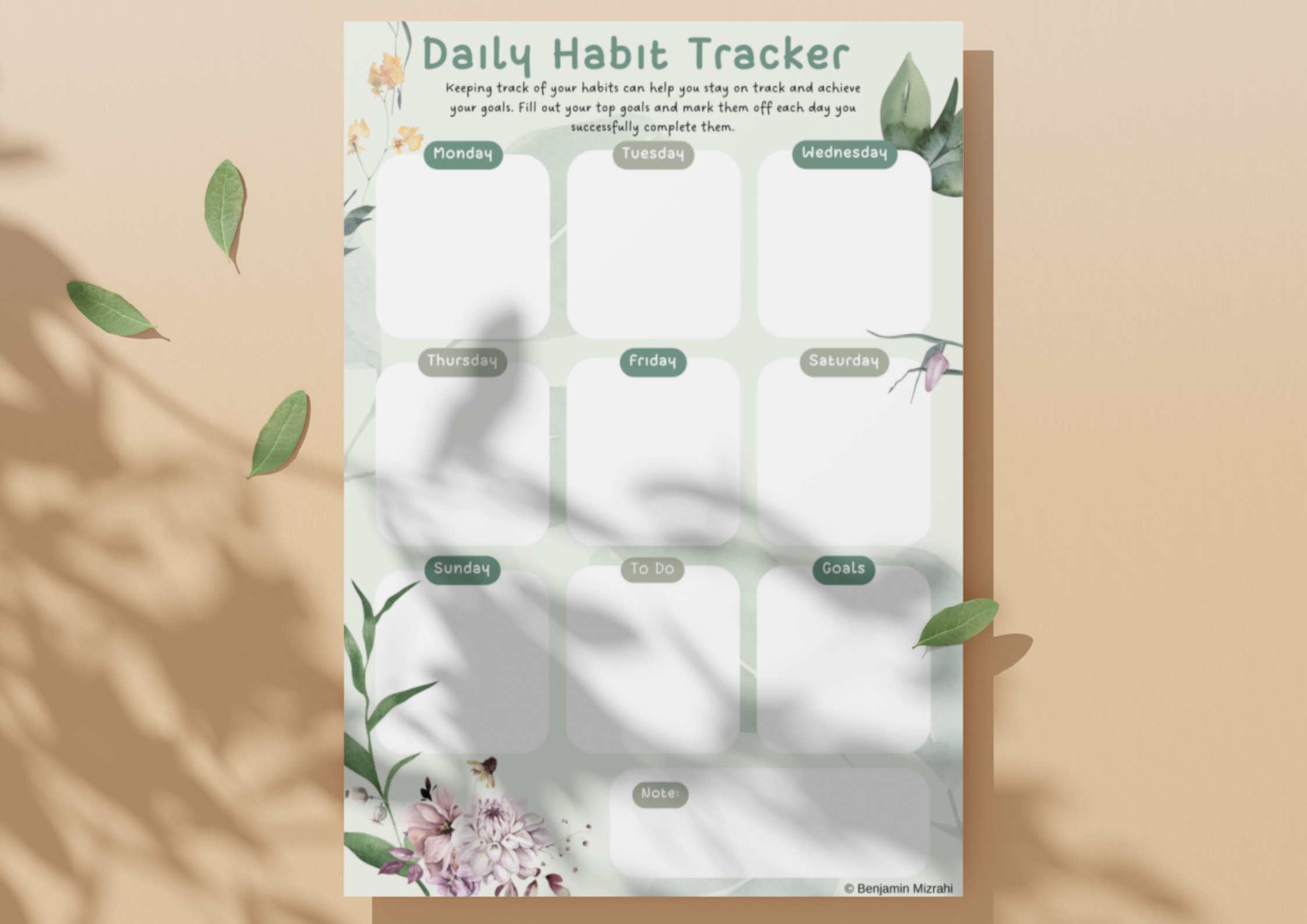 Daily Habit Tracker | Printable Goal Planner | Simple Tasks Planner ...