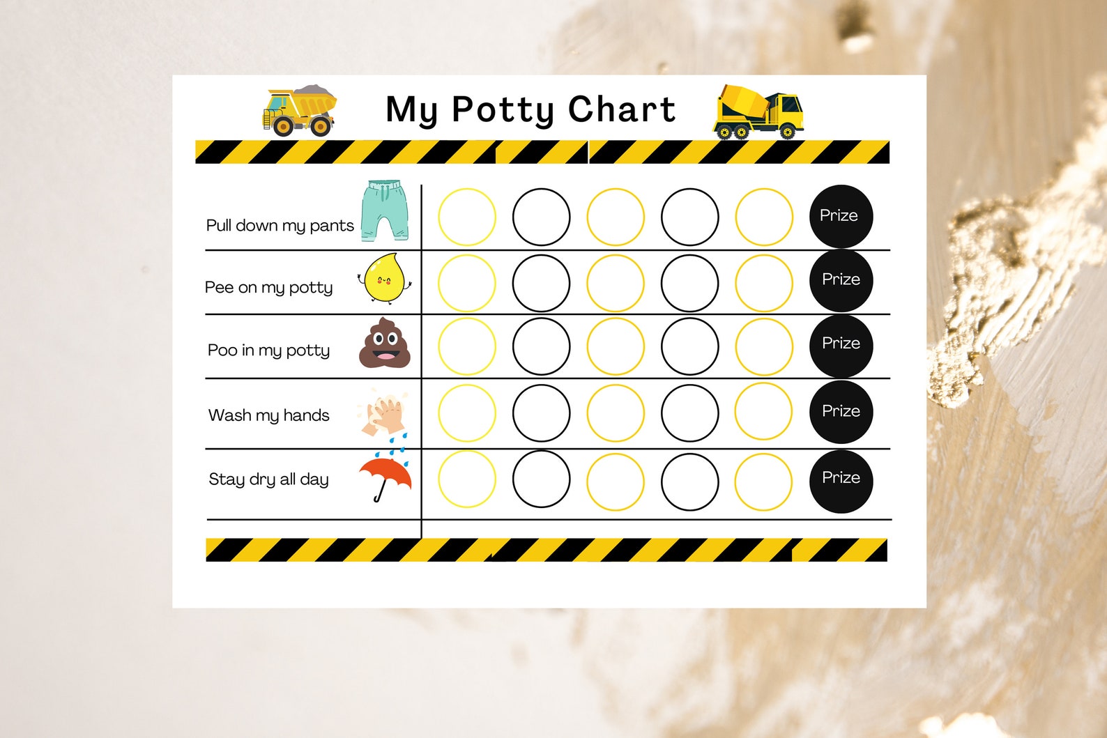 Car Potty Training Rewards Chart - Printable Potty Training Prize Chart ...