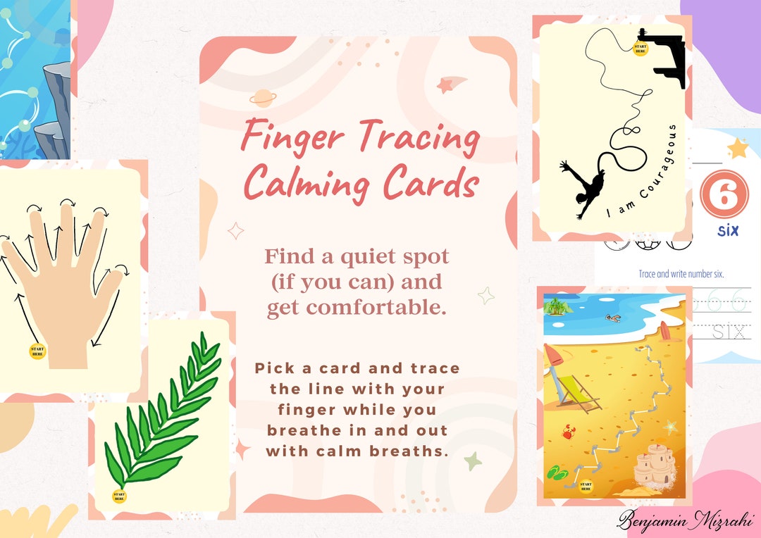 Finger Tracing Calming Cards, Printable Mindfulness Flash Cards, Calm ...