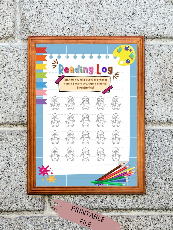 Kids Reading Log Printable Printable Reading Log for Kids - Etsy