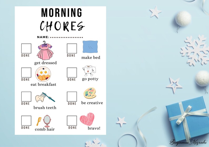 Kids Morning Chore Chart Morning Routine Chart To-do Chart Every ...