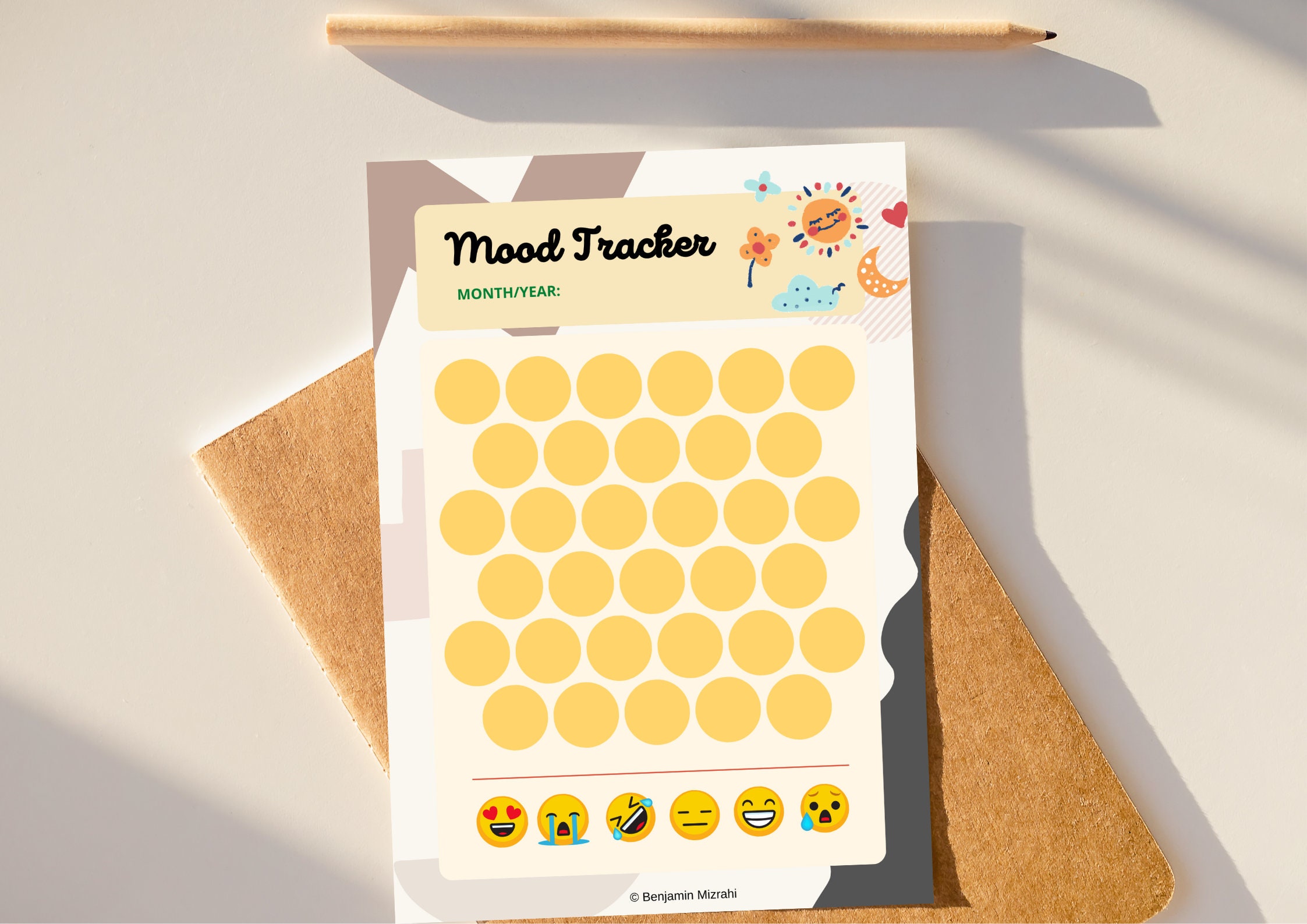 Mood Tracker Printable Kit, Monthly Mood Log, Circular Mood Chart, Mood ...