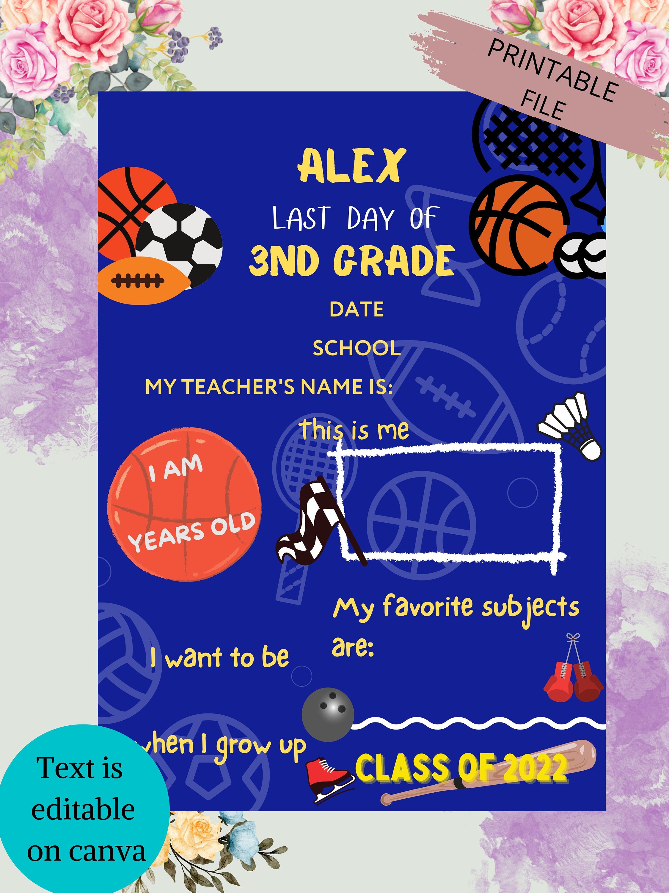 Editable School Sign – First/last Day Photo Prop (digital Download) - Etsy