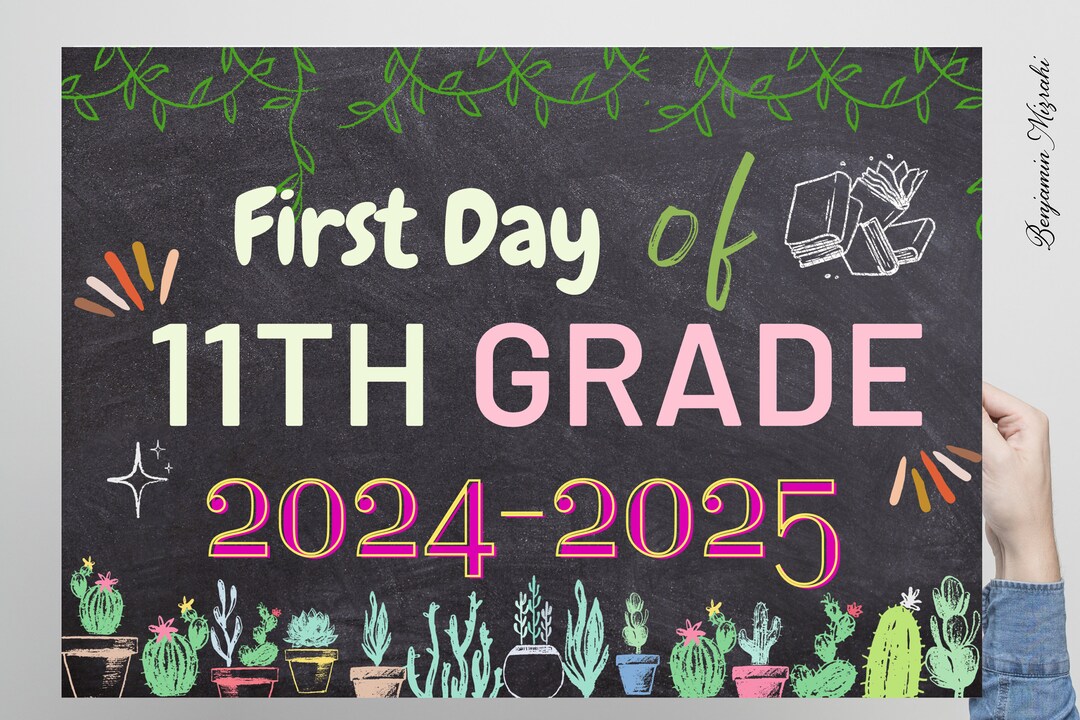 Editable First Day of School Chalkboard Sign, Cactus Design (digital ...