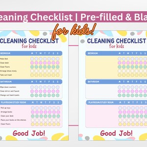 EDITABLE Cleaning Checklist for Kids, Cleaning Planner, Cleaning ...