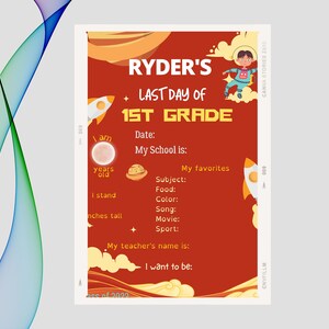 Editable First or Last Day of School -- 1st Grade Boy or Girl Cute ...