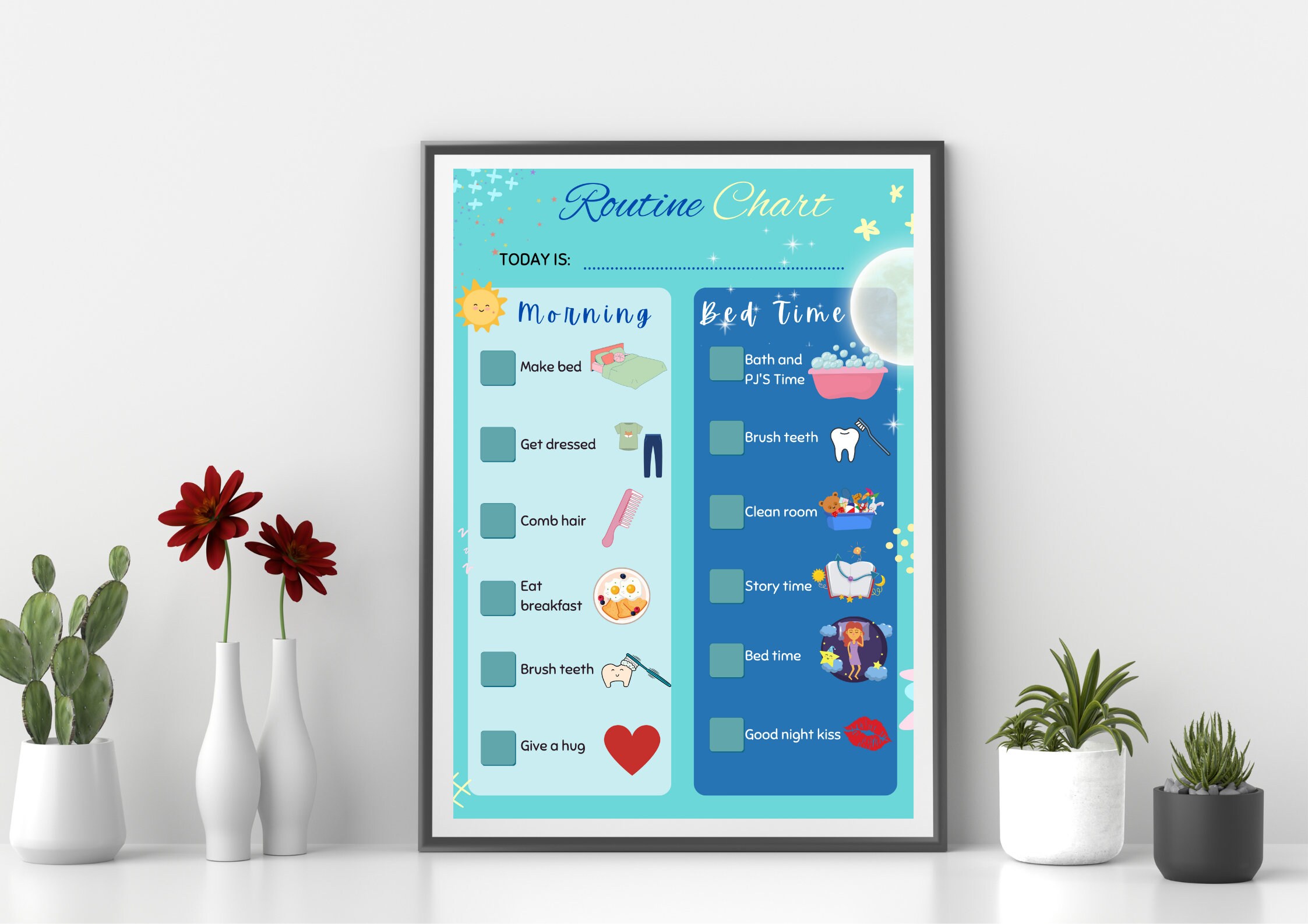 Kids Morning Routine and Evening Routine Chart for Kids Preschoolers ...