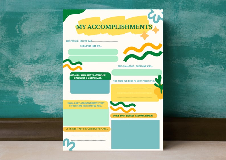 My Accomplishment Journal, Self-esteem Journal, Growth Mindset, Therapy ...