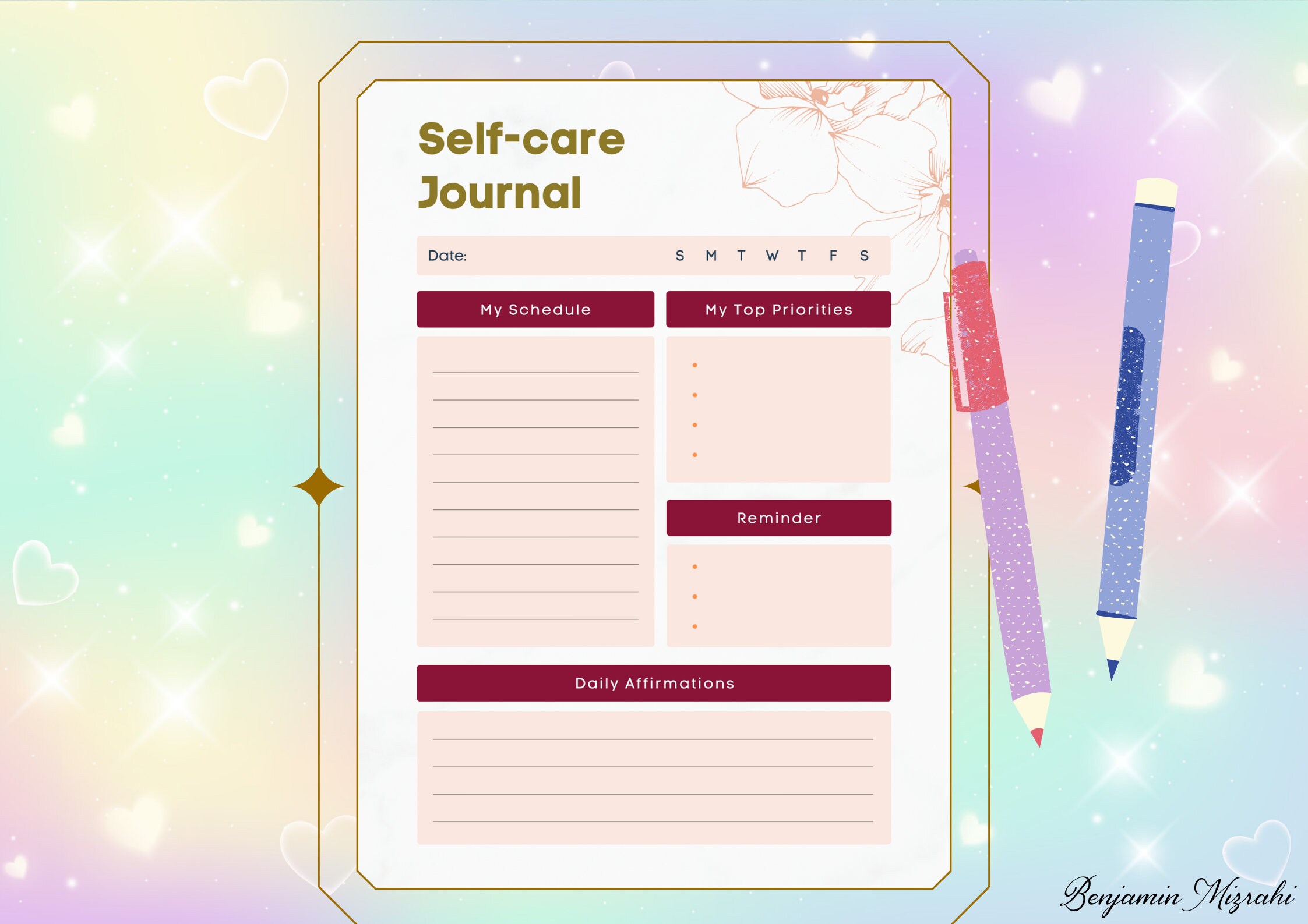 Self-care Journal Self-care Tracker Self-care Intention Self-care ...