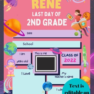 Editable First/last Day of School Sign – Space Theme (digital Download ...
