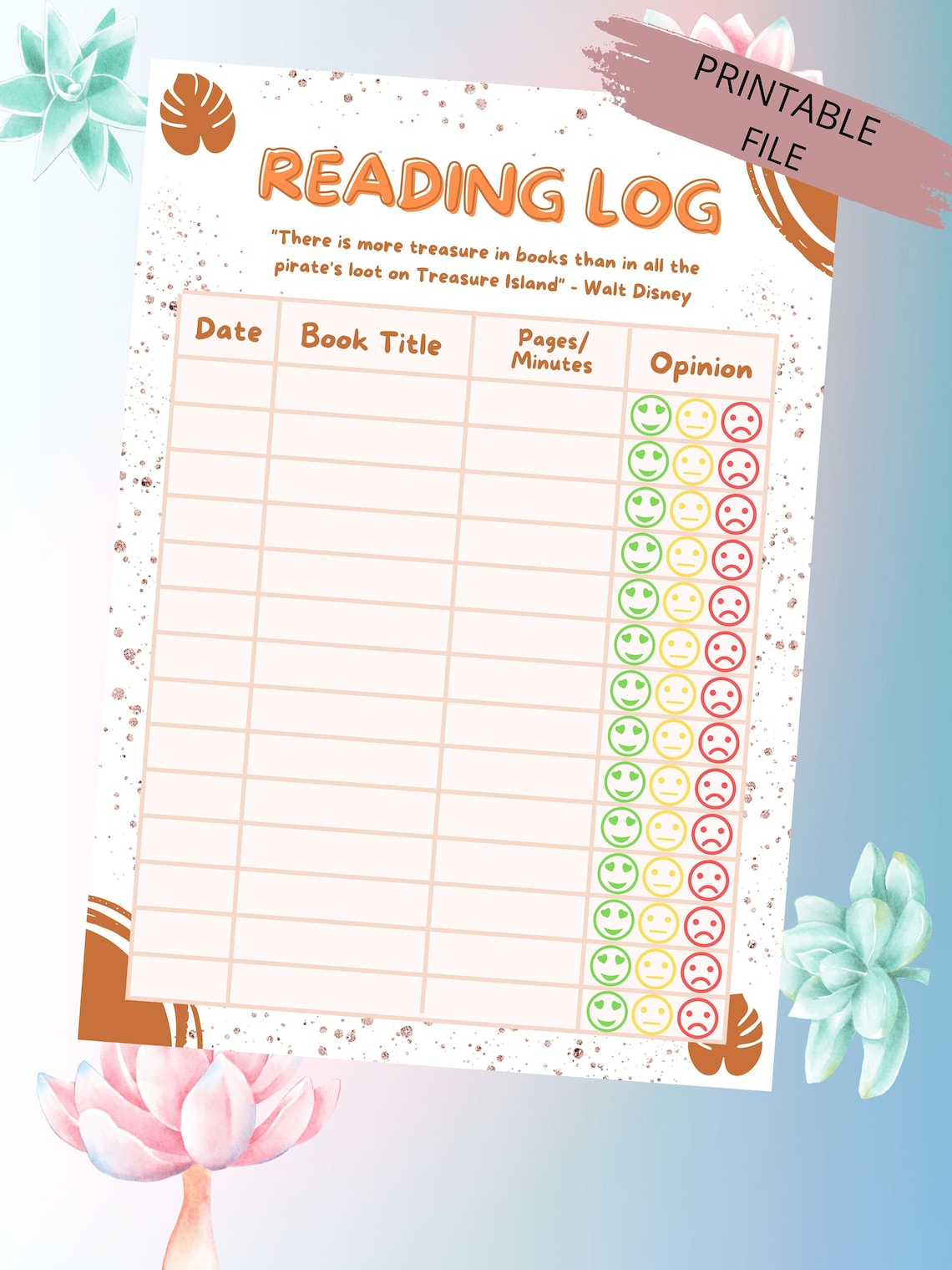 Kids Reading Log Printable Printable Reading Log for Kids - Etsy