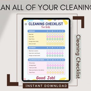 EDITABLE Cleaning Checklist for Kids, Cleaning Planner, Cleaning ...