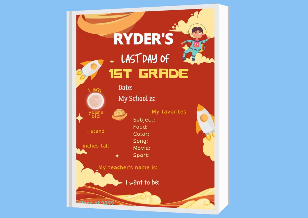 Editable First or Last Day of School -- 1st Grade Boy or Girl Cute ...