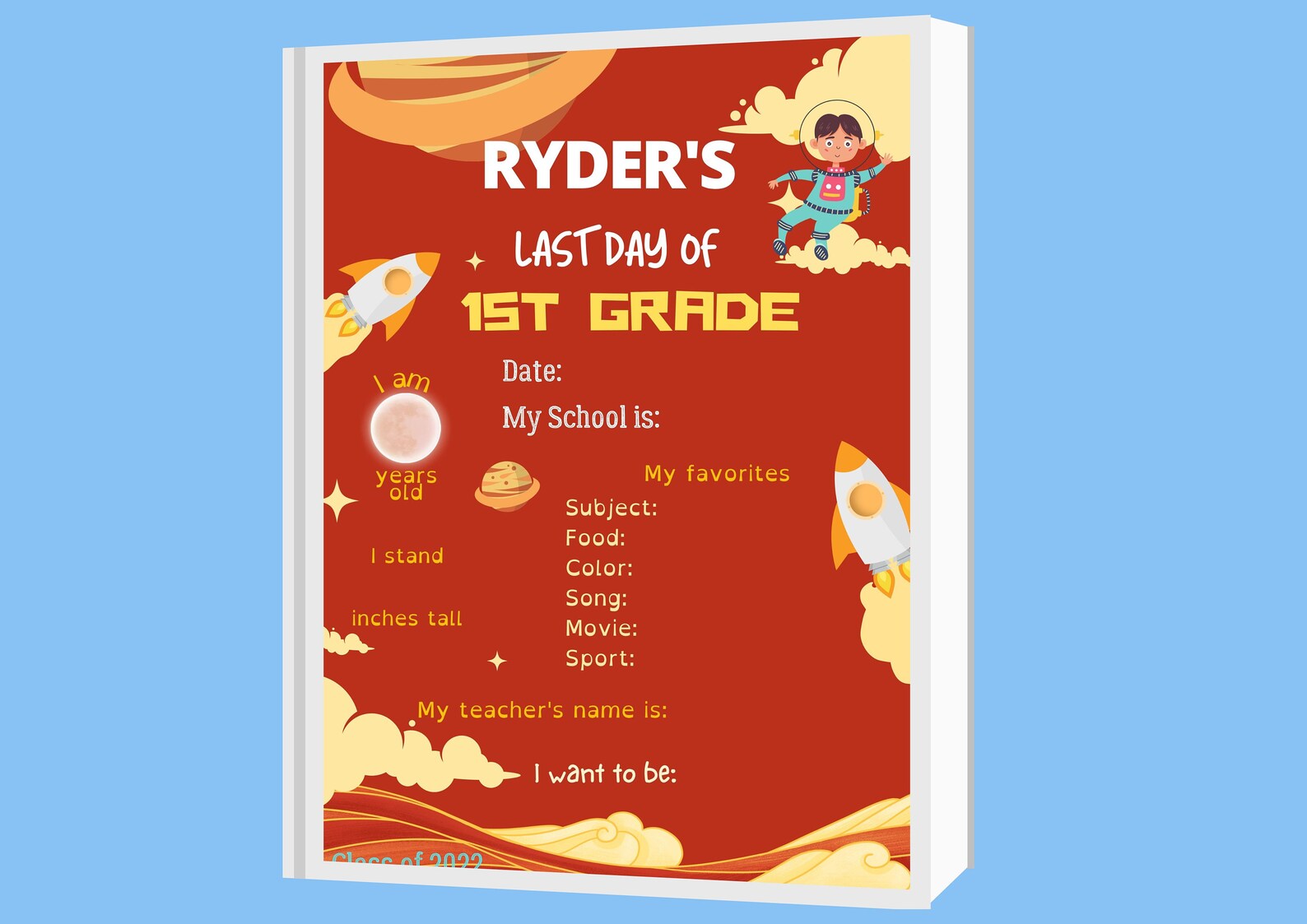 Editable First or Last Day of School 1st Grade Boy or Girl Cute ...