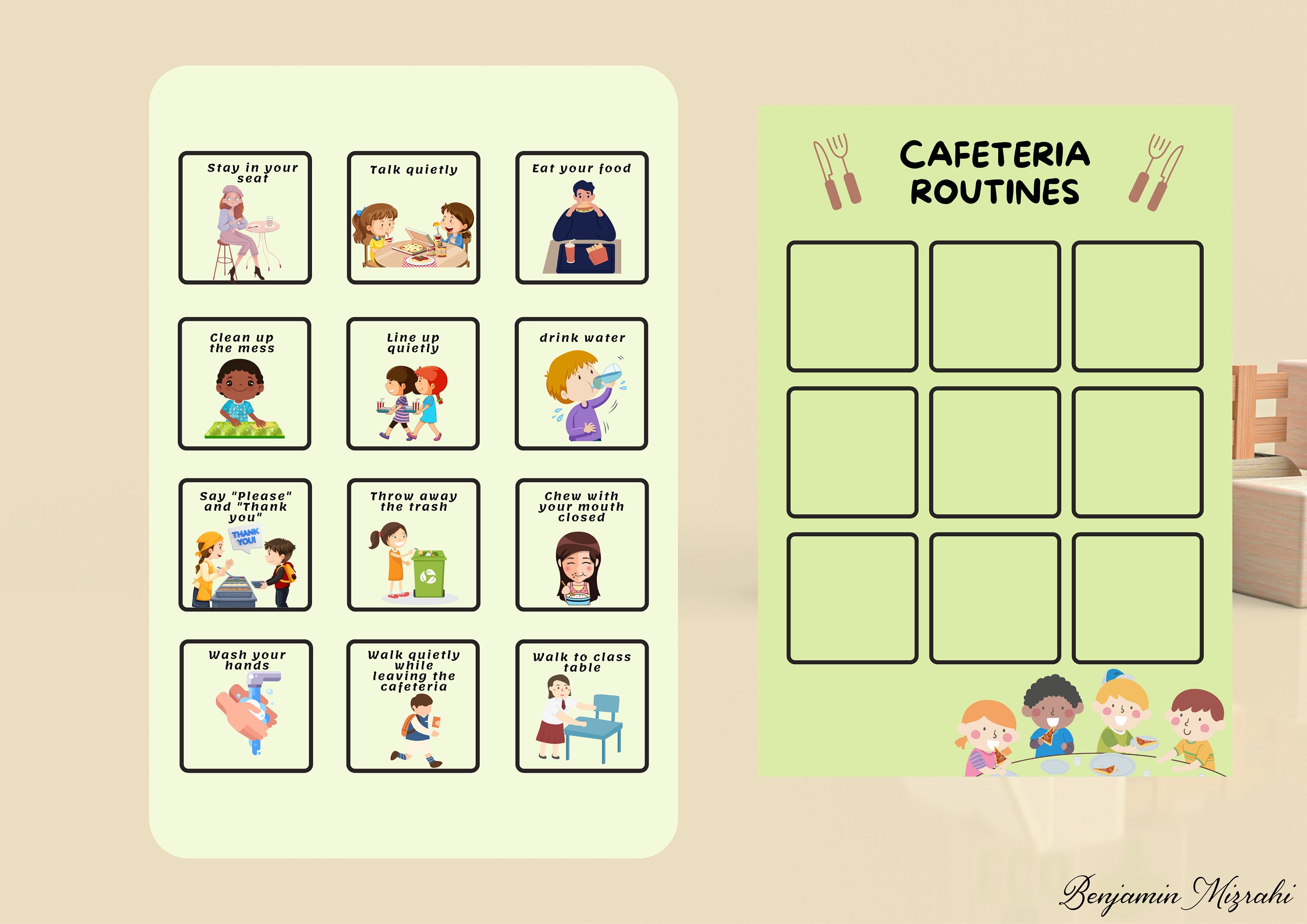Cafeteria Routine Cards I Visual Schedule Cards Toddler Preschool ...