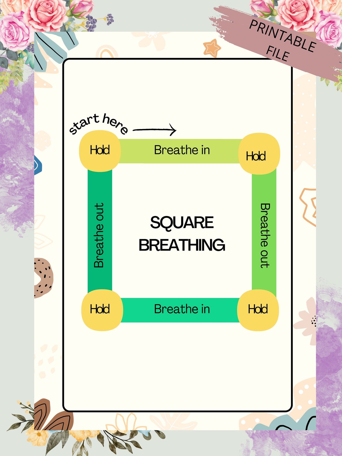 Finger Tracing Calming Cards Printable Mindfulness Flash - Etsy