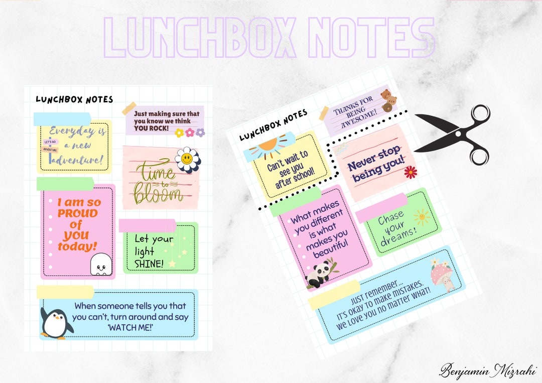 Printable Lunchbox Sweet Notes, Lunchbox Notes, Lunchbox Motivation ...