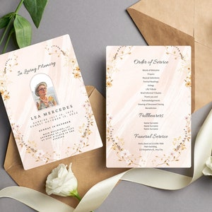 Editable Pink Funeral Program Template, Memorial Program, Funeral ...