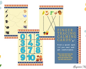 Finger Tracing Calming Cards, Printable Mindfulness Flash Cards, Calm ...