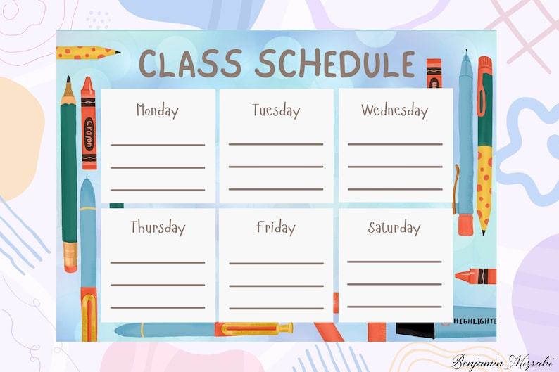 Class Schedule Printable | Back to School Weekly Schedule | Classroom ...