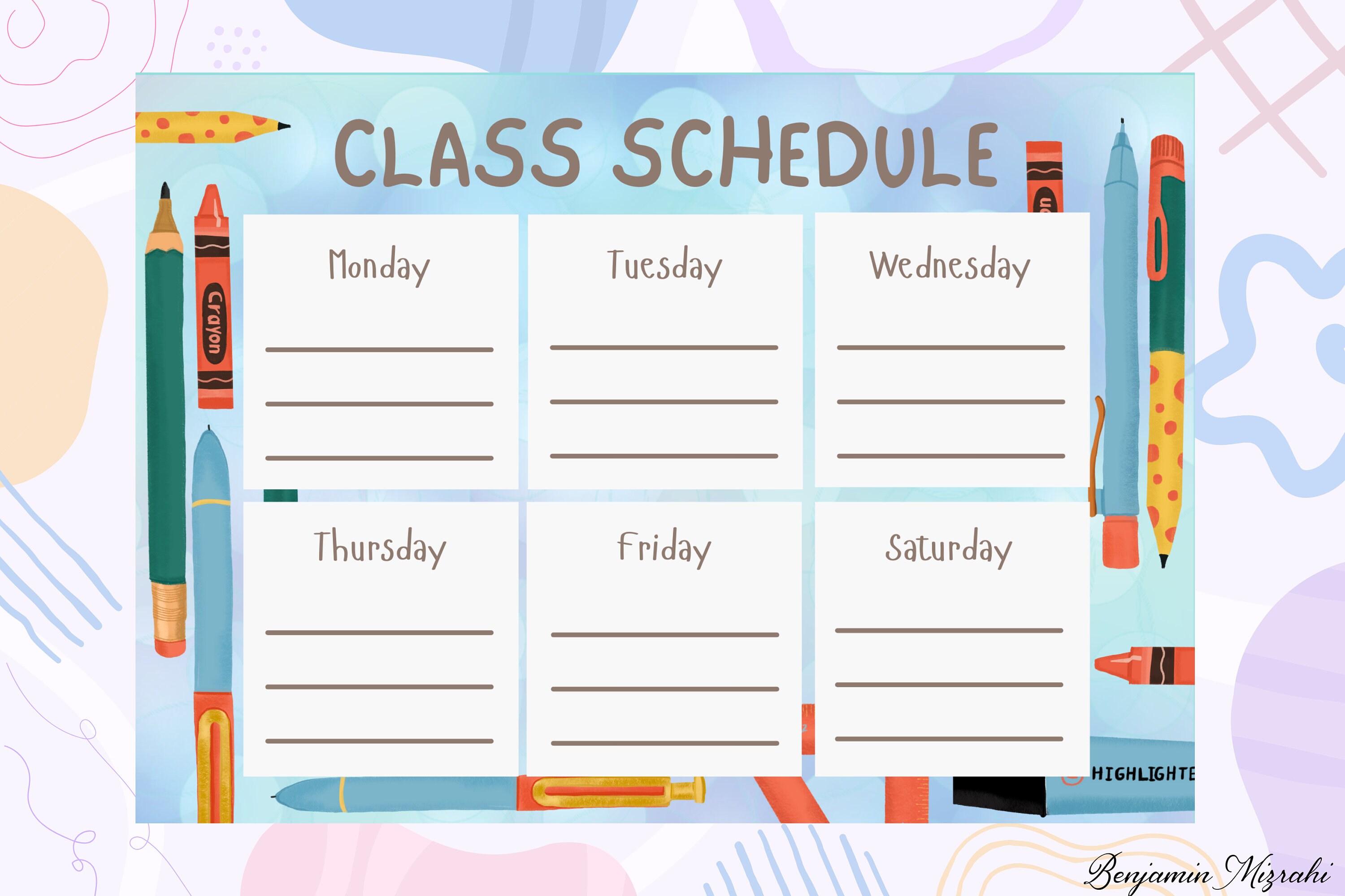 Class Schedule Printable | Back to School Weekly Schedule | Classroom ...