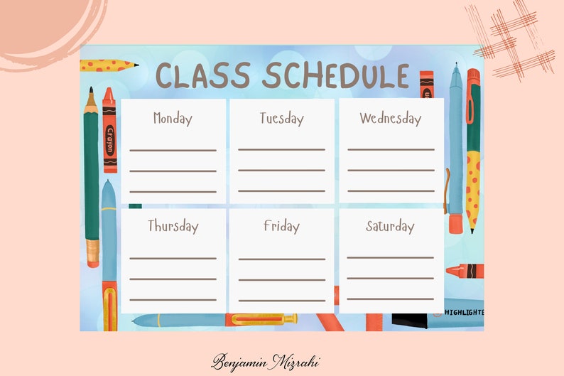 Class Schedule Printable | Back to School Weekly Schedule | Classroom ...