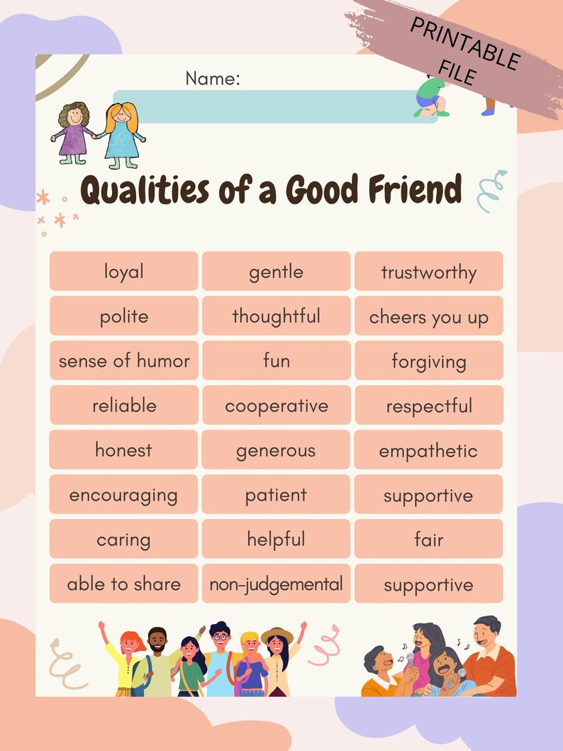 Good Vs Bad Friends Poster - PRINTABLE Emotional Learning Social Skills ...