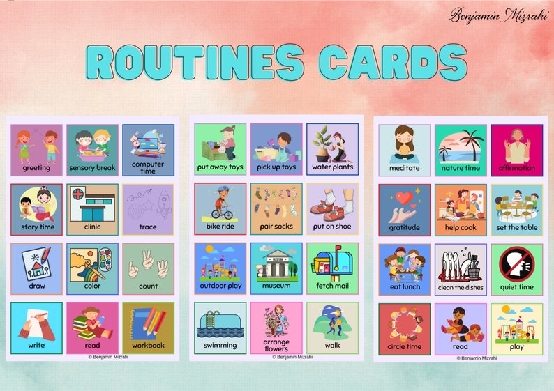 Behavior Chore Chart Cards for Kids | Editable Kids Daily Routine Cards ...