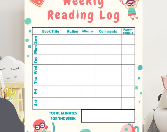 Kids Reading Log Printable, Printable Reading Log for Kids, Reading Log ...