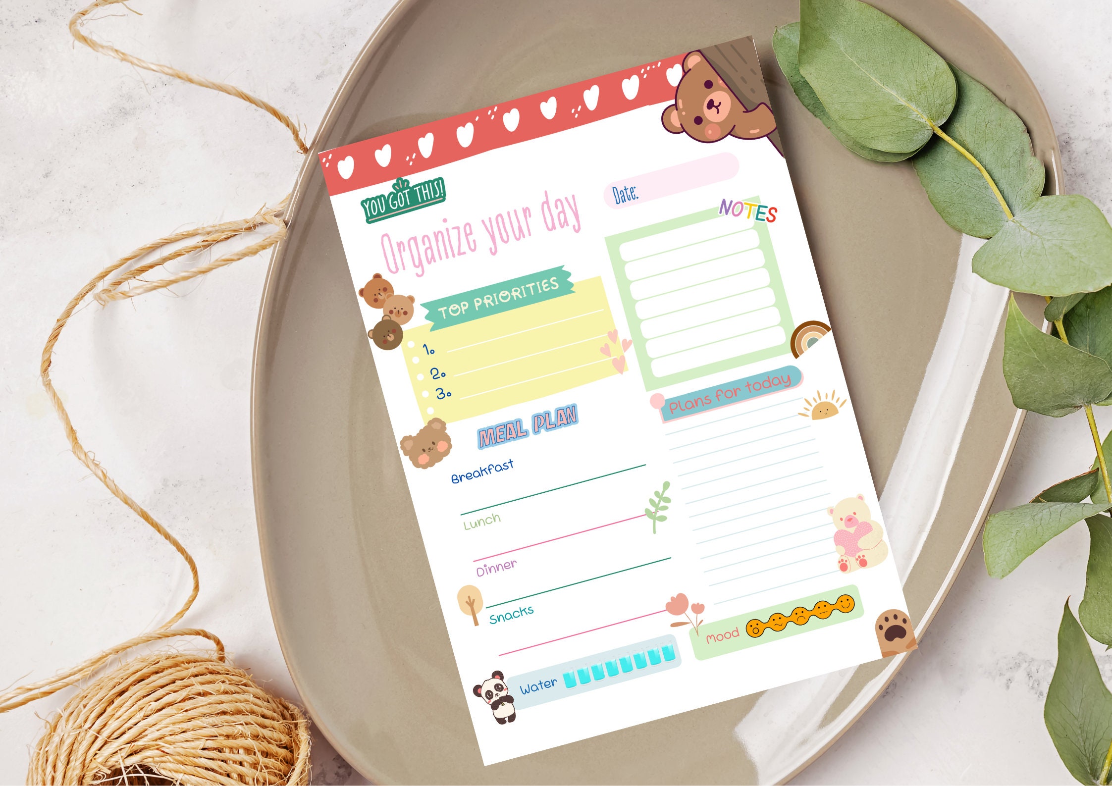 Organize Your Day - Editable Daily Planner Template, Daily Schedule ...