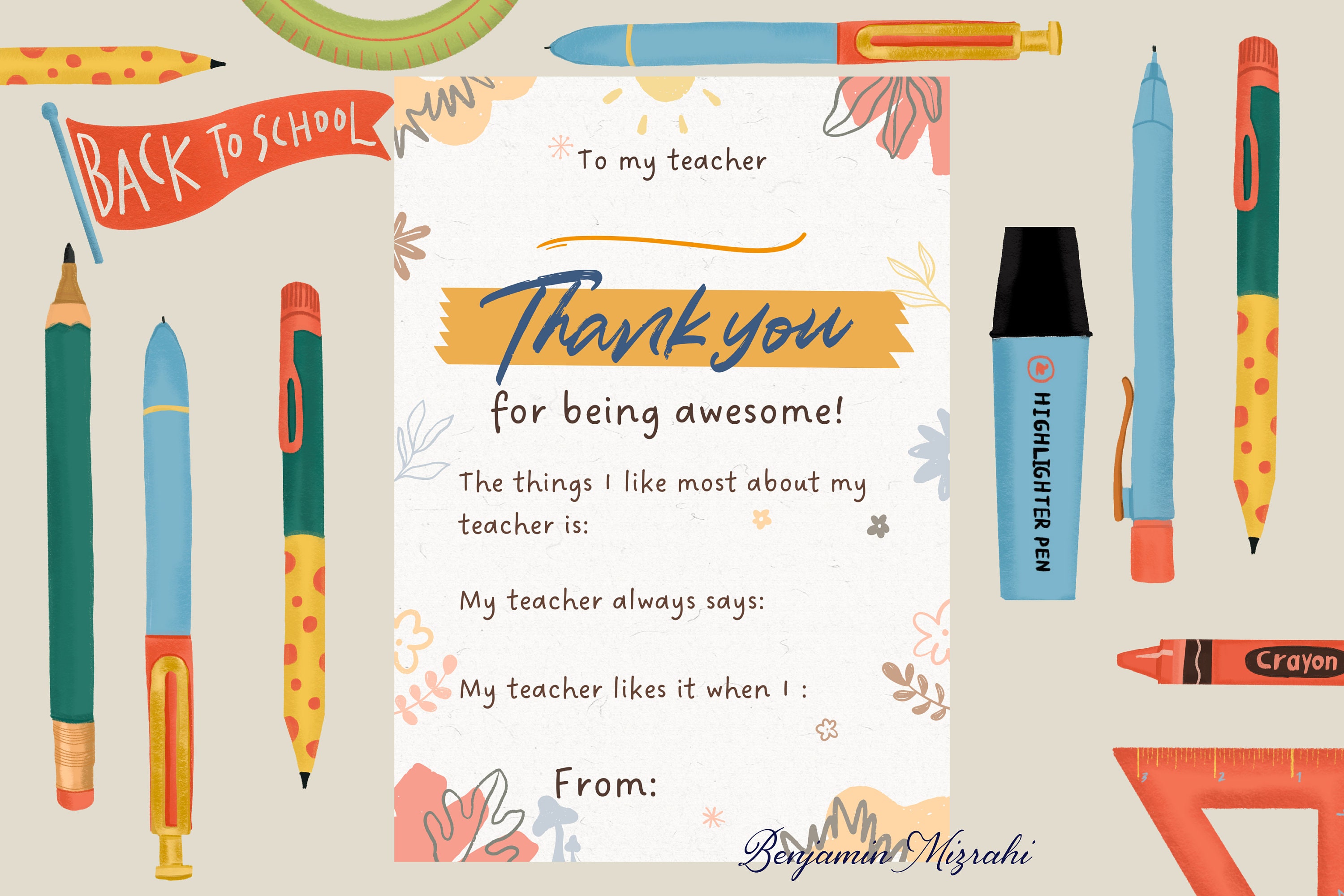 Thank You Cards for Teacher, Teacher Appreciation Week Gift, Teacher ...