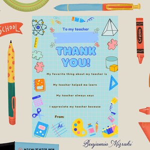 Editable Thank You Teacher Card: Student Gift (digital Card) - Etsy