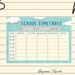Editable School Timetable for Kids Cloud Theme Printable School ...