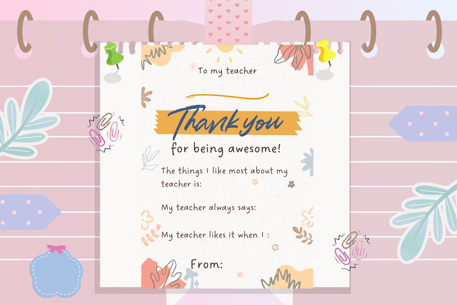 Thank You Cards for Teacher, Teacher Appreciation Week Gift, Teacher ...