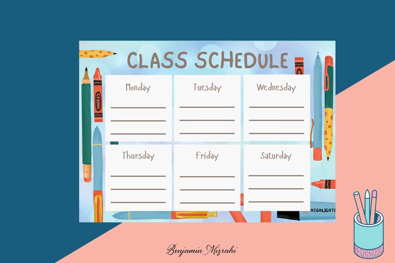 Printable Class Schedule: Back to School Weekly Planner (digital ...
