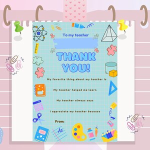 Editable Thank You Teacher Card: Student Gift (digital Card) - Etsy